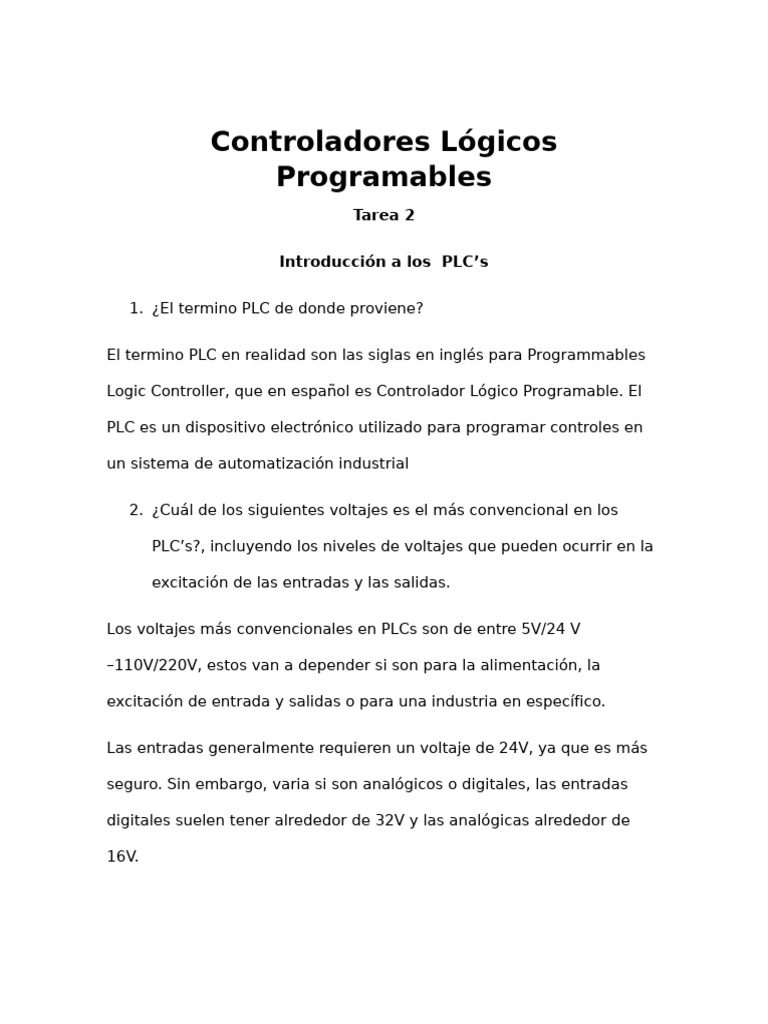 Introducción a Controladores Lógicos Programables | PDF | Controlador ...