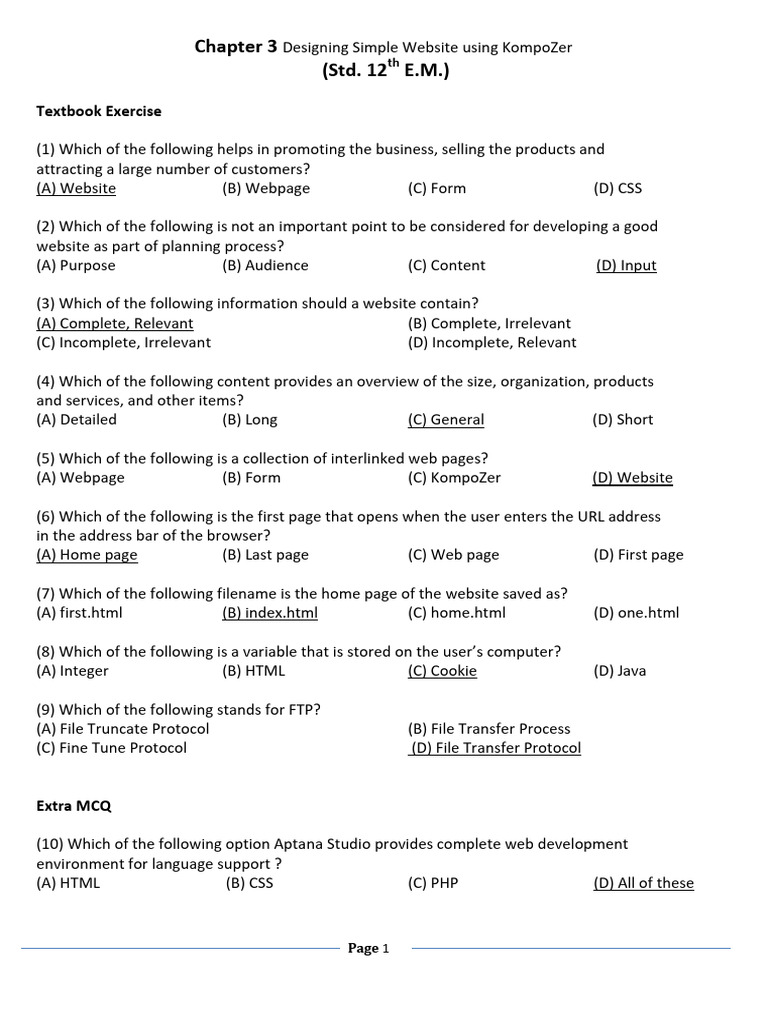 Ch 3 Textbook+Extra Mcq (1) | PDF | World Wide Web | Internet & Web