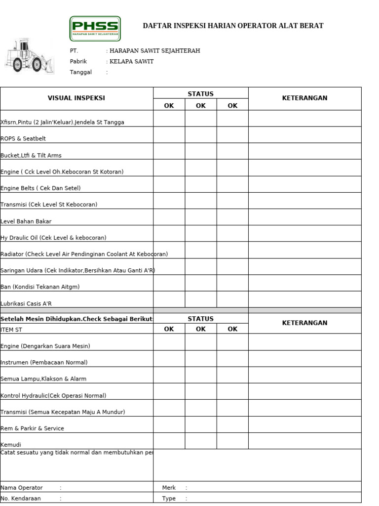 inspeksi ALAT BERAT | PDF