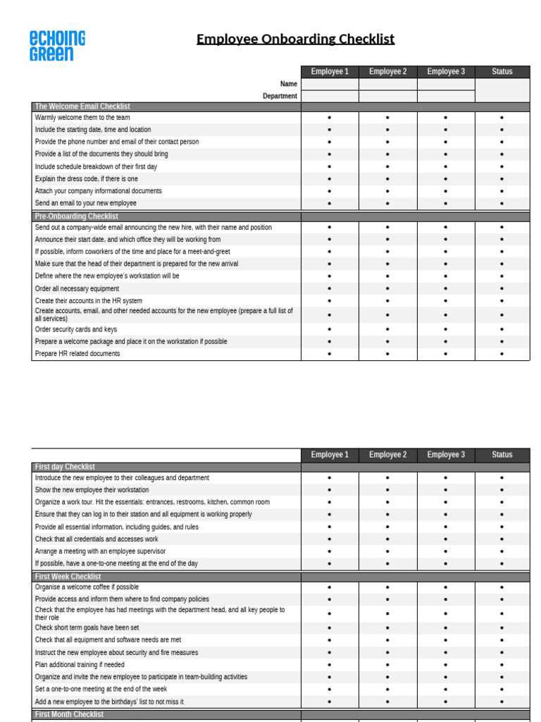 Employee Onboarding Checklist | PDF