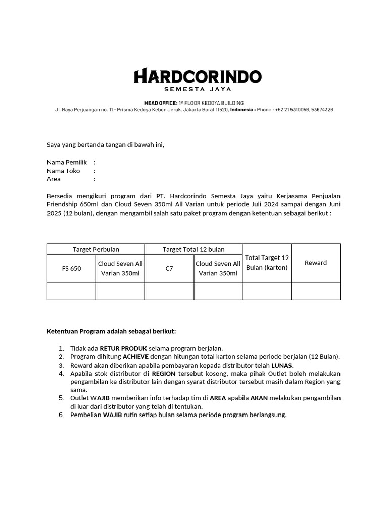 Surat Kontrak Ikat Target (Jul 2024) | PDF
