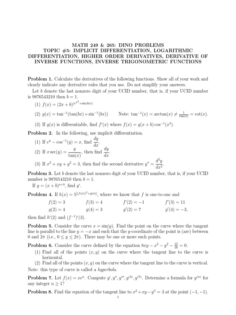 5 Log Implicit Inv-To-Post | PDF | Tangent | Trigonometric Functions