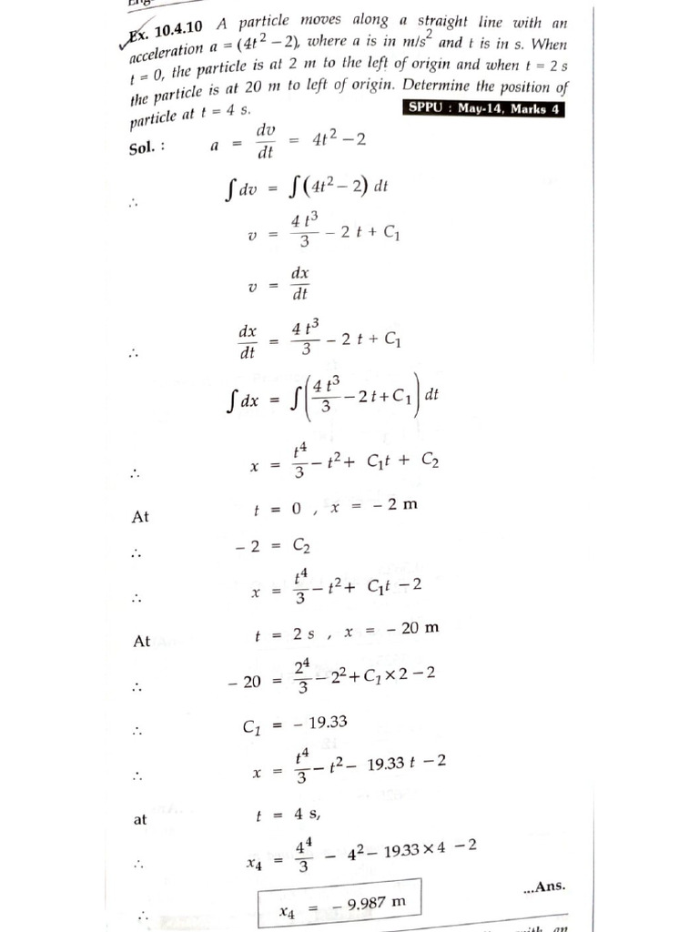 Unit 4 PYQ Solution ( Kinematics of Particle) | PDF