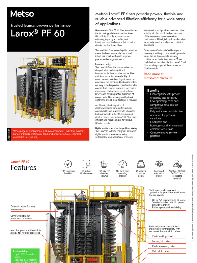 Larox PF 60 Filter: Efficiency & Innovation | PDF | Automation | Energy ...