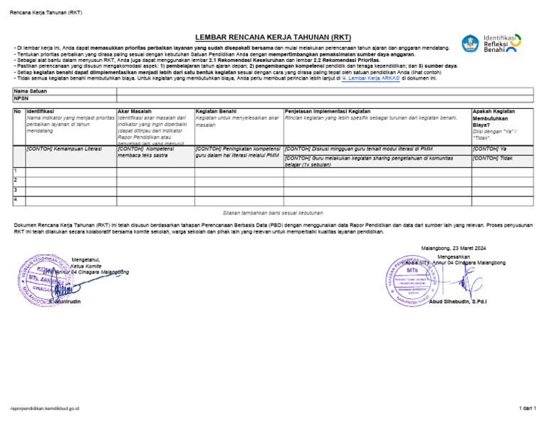 Lembar Kerja RKT | PDF