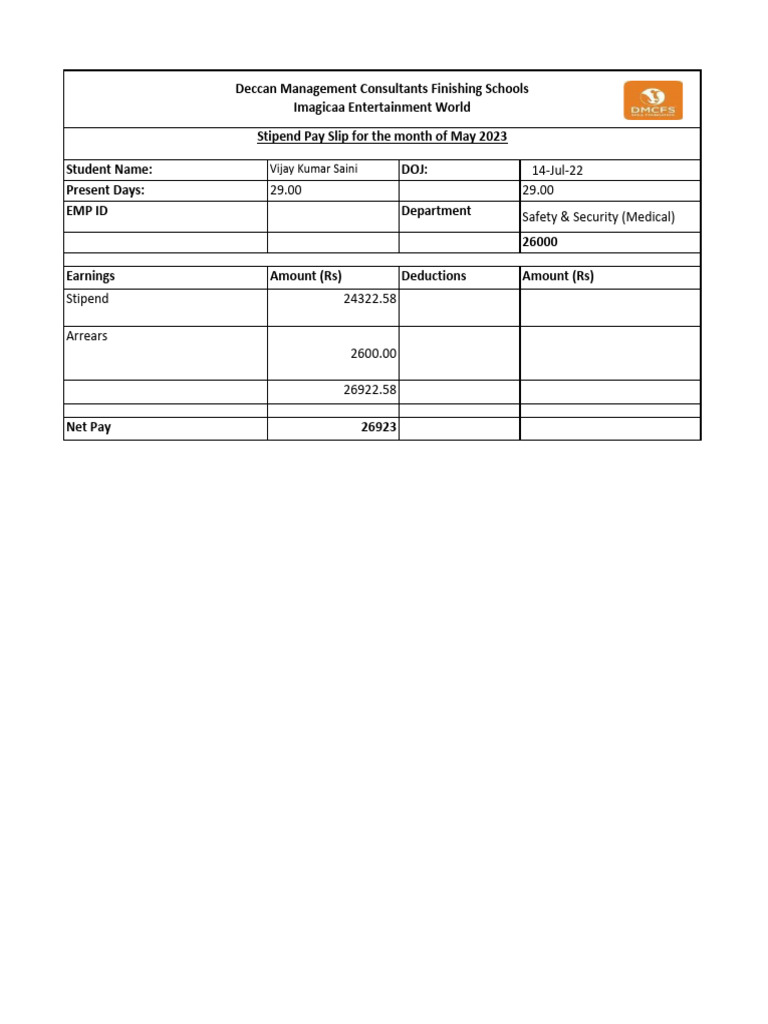 Vijay Saini Salary Payslip May 2023 | PDF