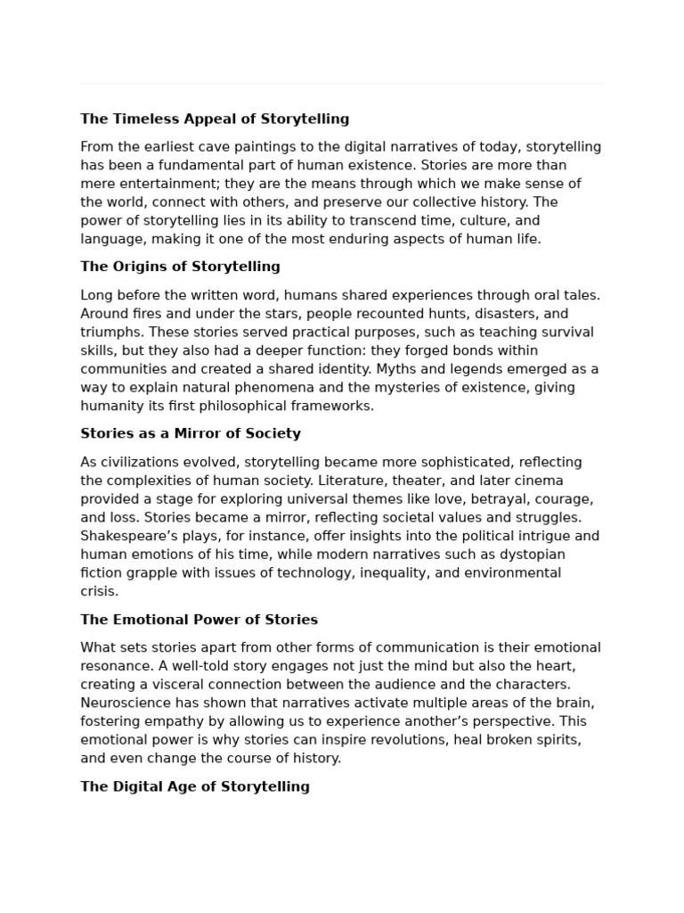 The Timeless Appeal of Storytelling | PDF | Narrative | Storytelling
