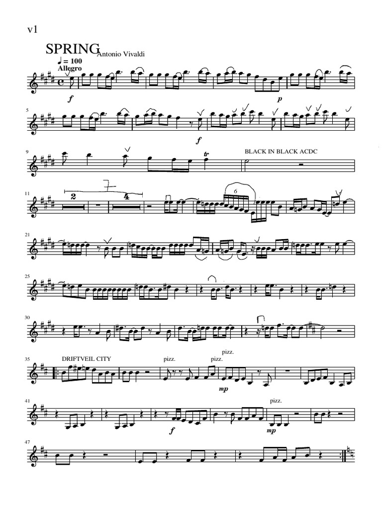 Vivaldi's Spring Sheet Music | PDF | Songs Written