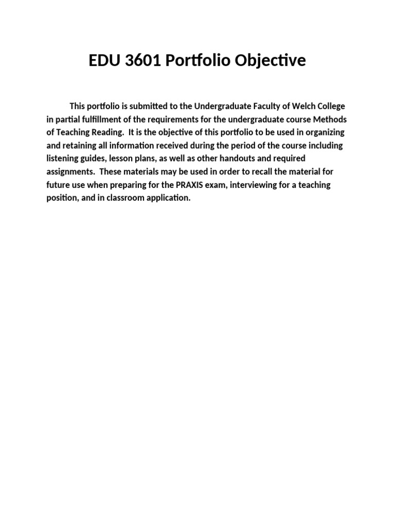Portfolio Objective PDF | PDF