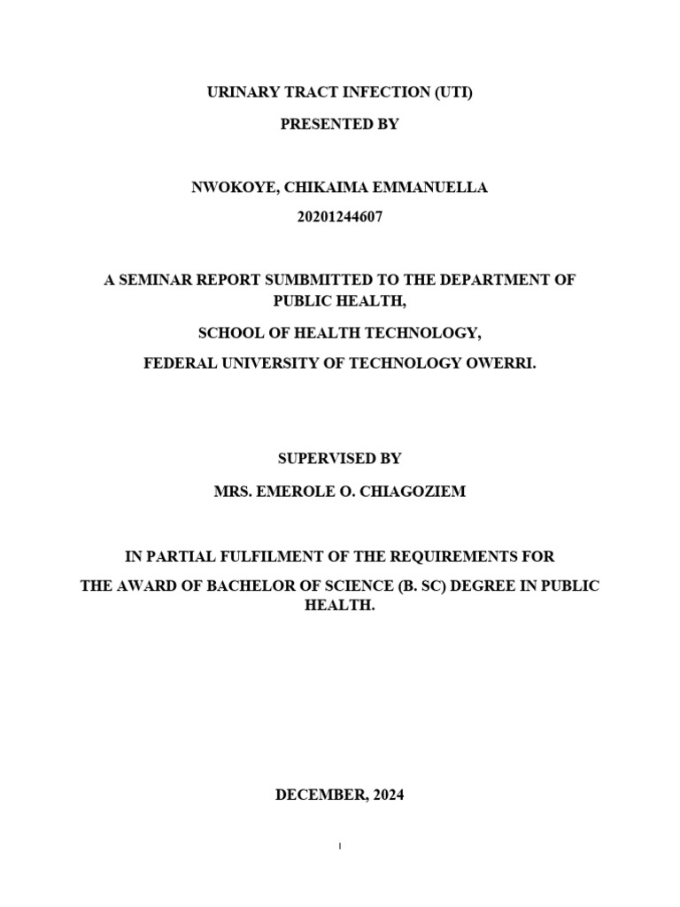 Nwokoye Chikaima Emmanuella Seminar | PDF | Urinary Tract Infection ...