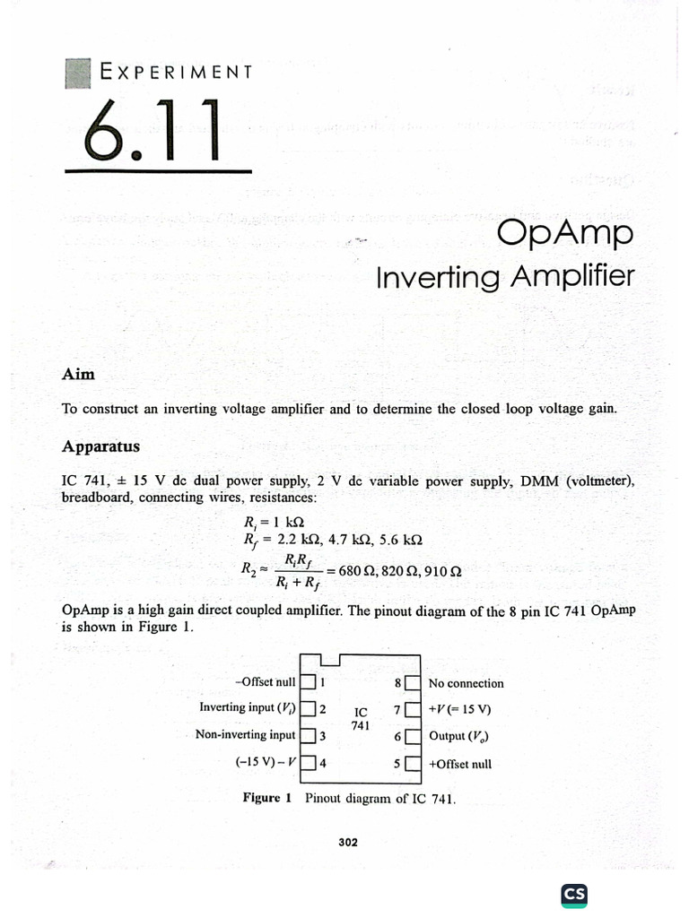 Opamp - Inverting and Non Inverting Amplifier | PDF