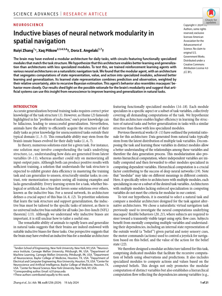 Inductive Biases Of Neural Network Modularity In Spatial Navigation Pdf Bayesian Inference 3673