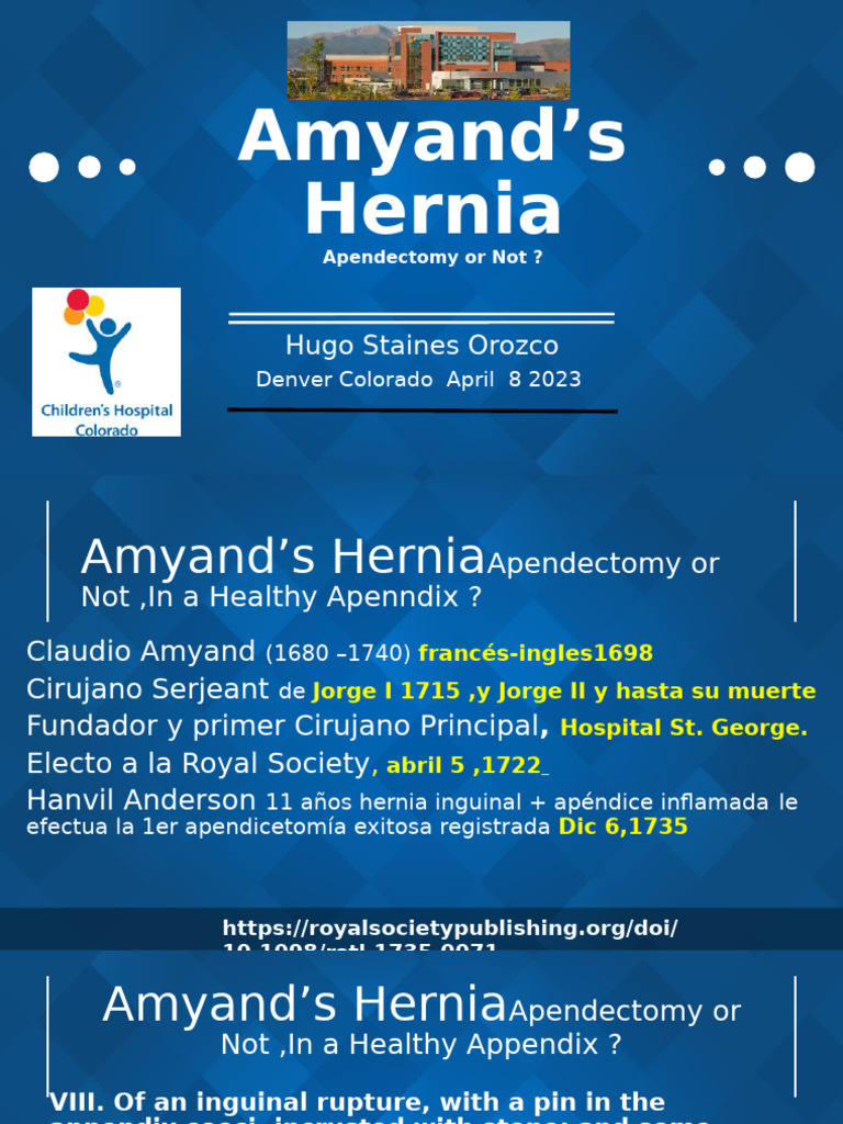 Amyand's Hernia Denver 2023 | PDF | Especialidades Medicas | Medicina ...