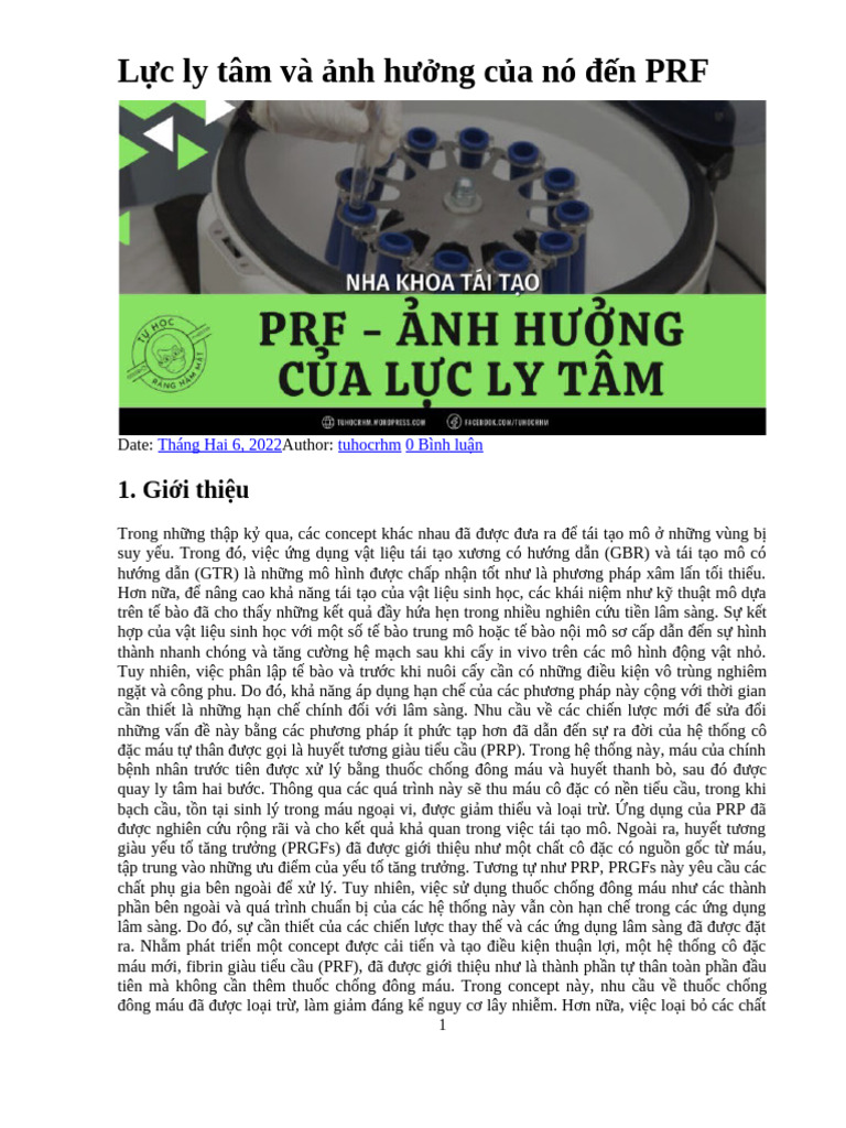 Lực ly tâm và ảnh hưởng của nó đến PRF | PDF
