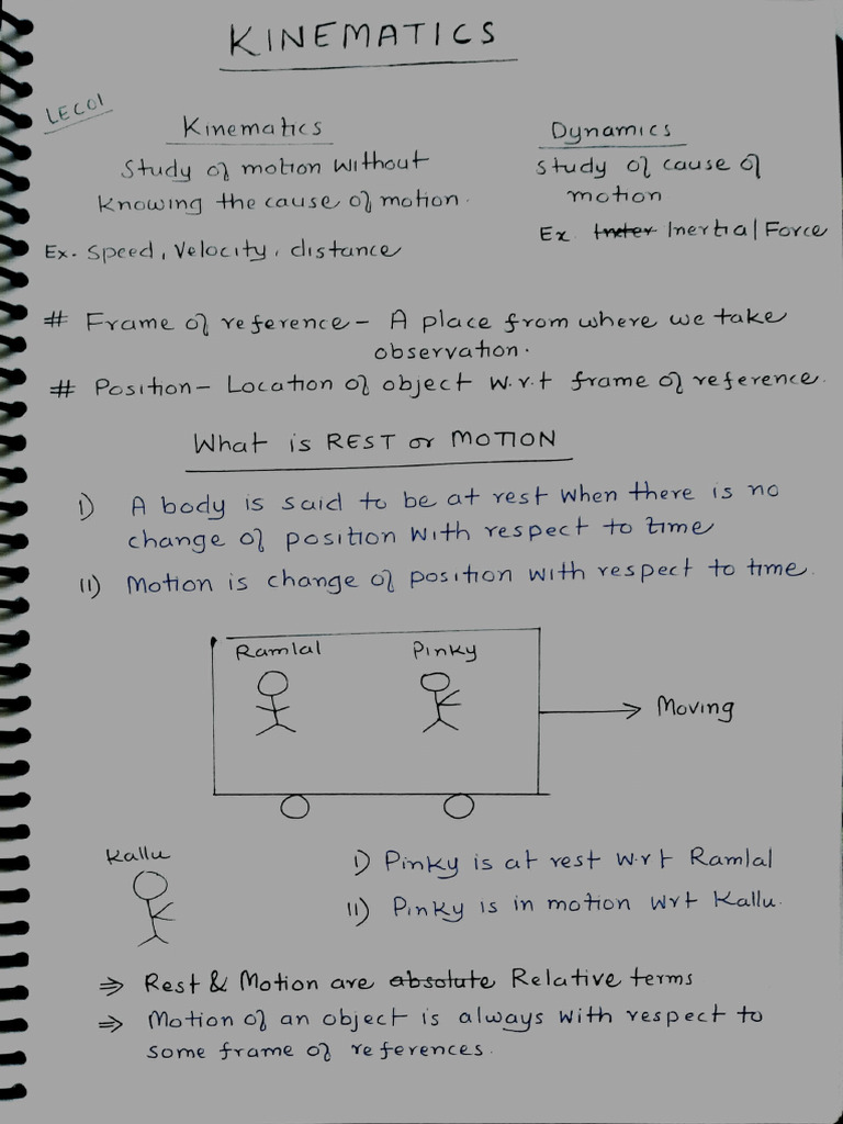 Kinematics (Motion in A Straight Line) | PDF