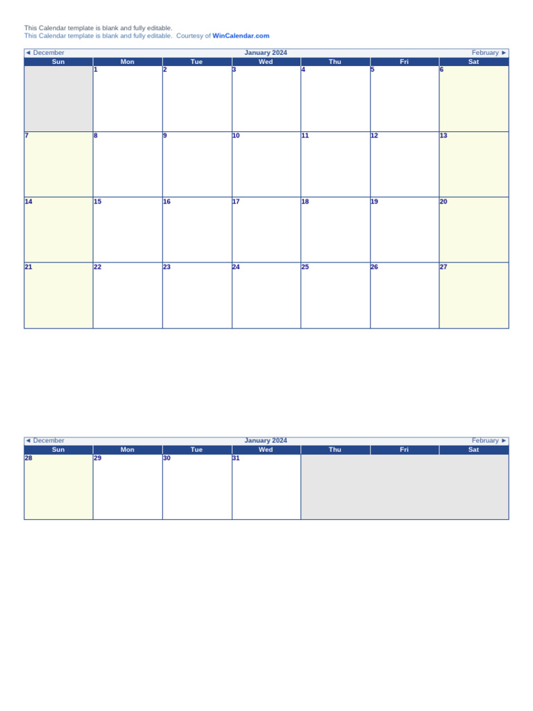 Editable Blank Calendar Template | PDF