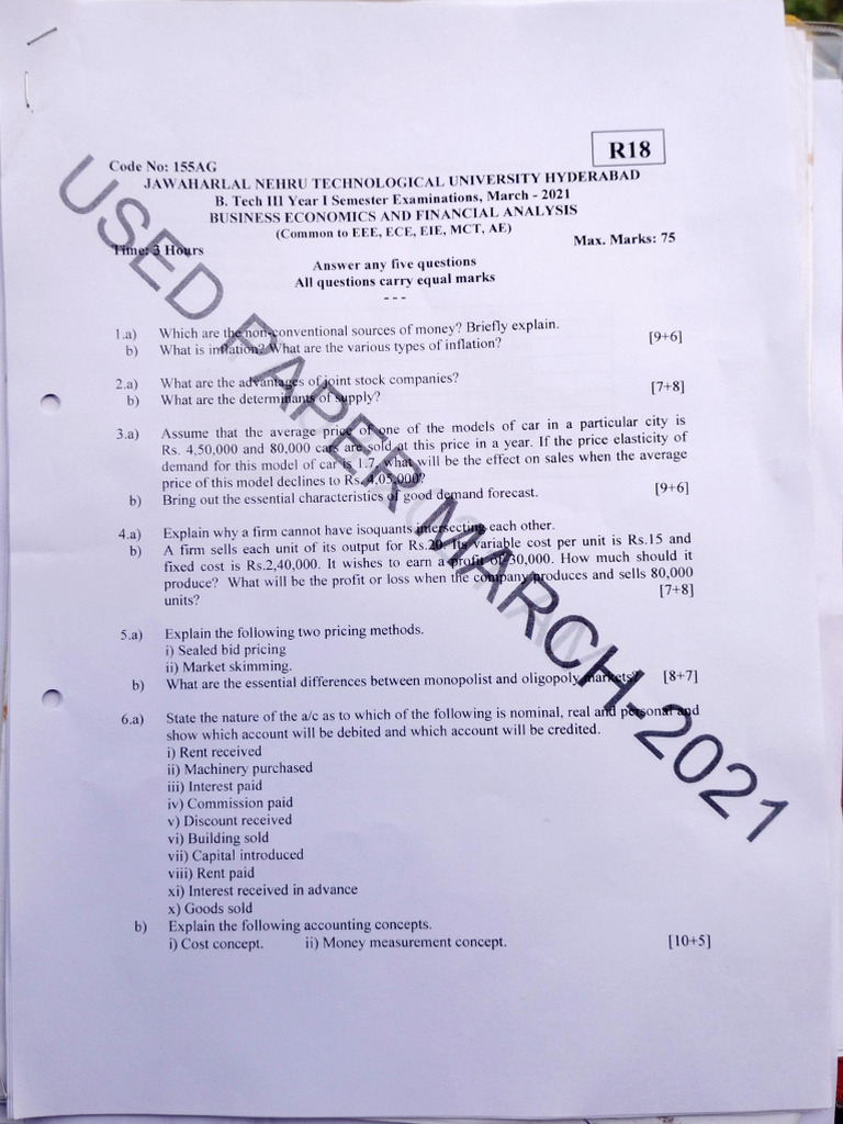 BEFA R18 Used Papers (Old Pattern) | PDF | Debt | Financial Economics