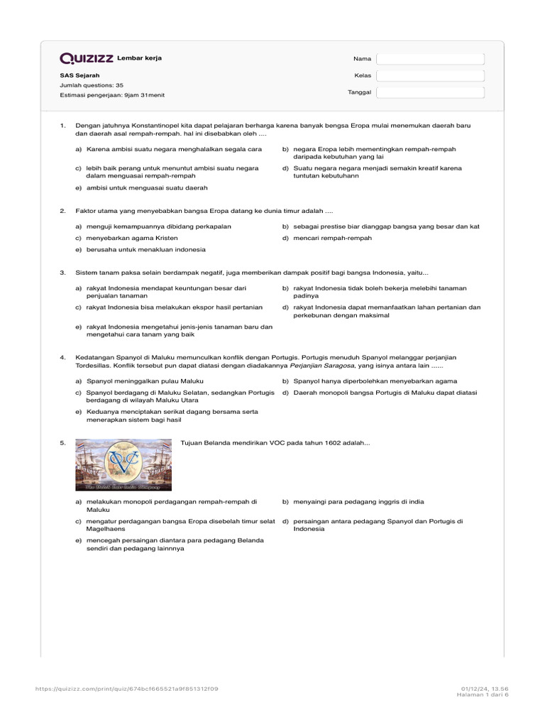 Worksheet Quizizz | PDF