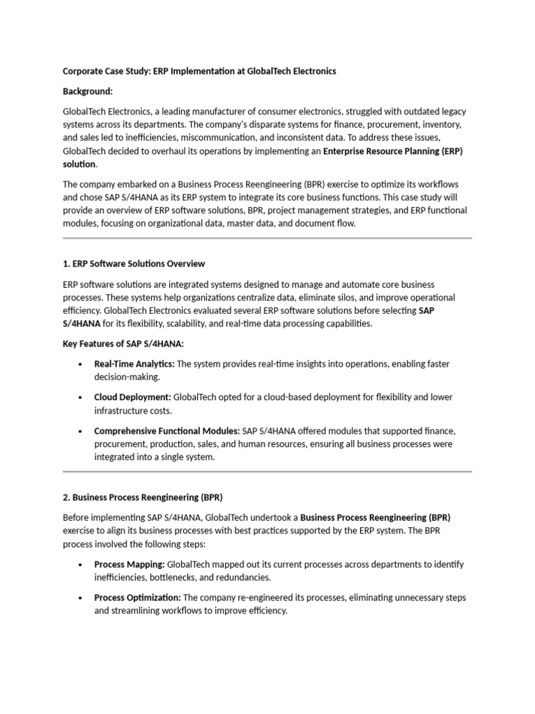 Case study - Unit II | PDF | Enterprise Resource Planning | Business Process