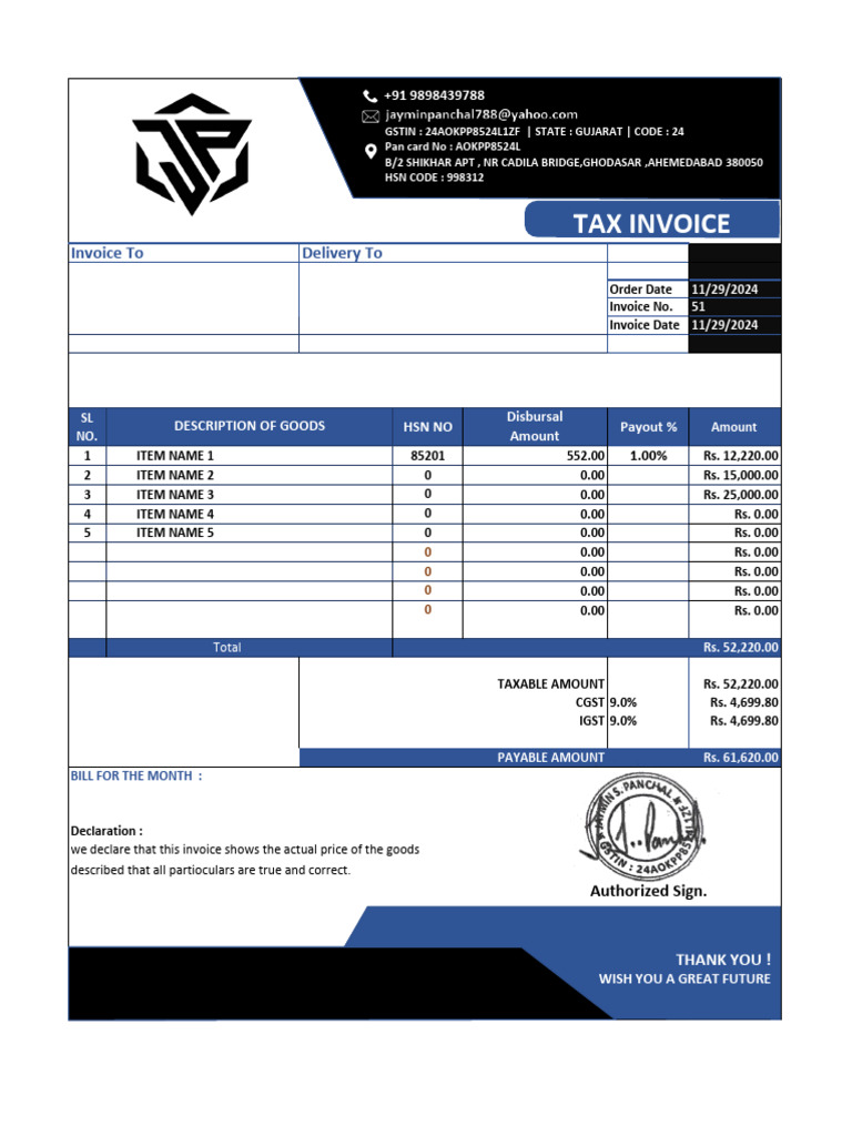 Jaymin Sir Bill Final0.1 (Bill Template) | PDF | Taxes | Government Finances