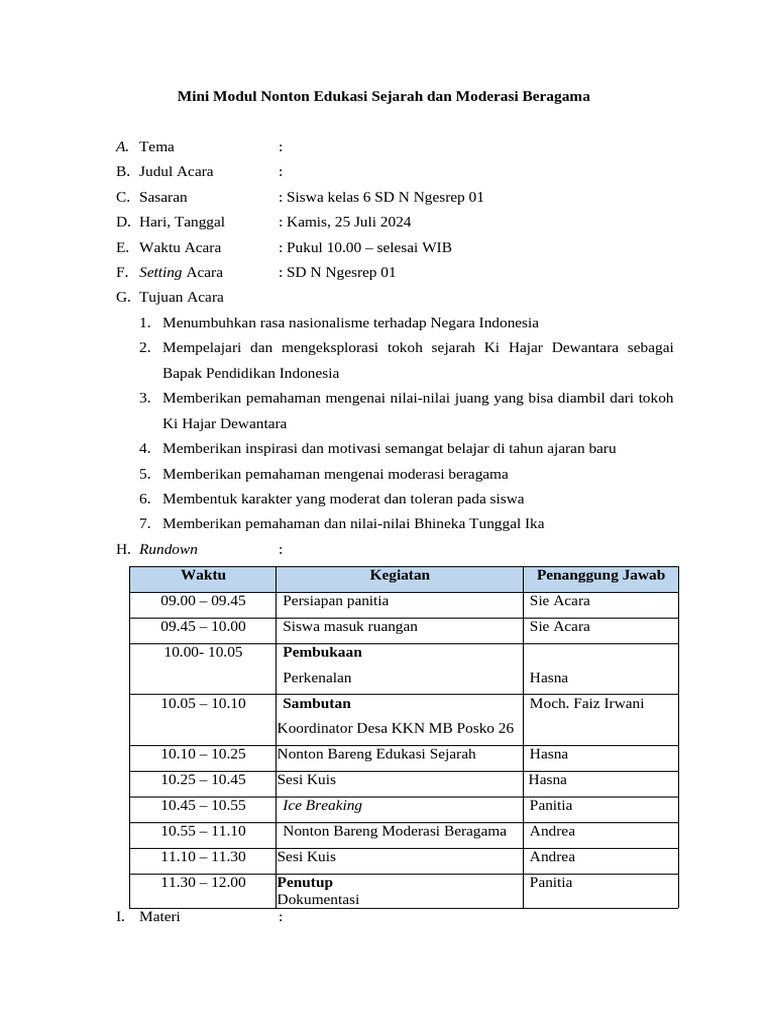 mini modul divisi pendidikan | PDF