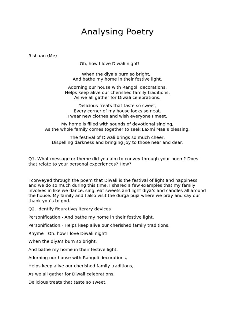 Analysing Poetry Pdf