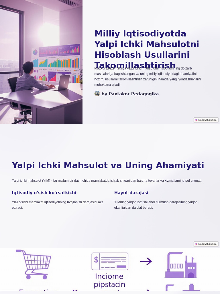 Milliy Iqtisodiyotda Yalpi Ichki Mahsulotni Hisoblash Usullarini Takomillashtirish | PDF