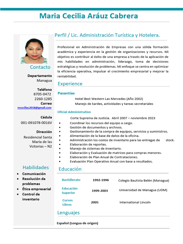 CV María Cecilia | PDF | Business
