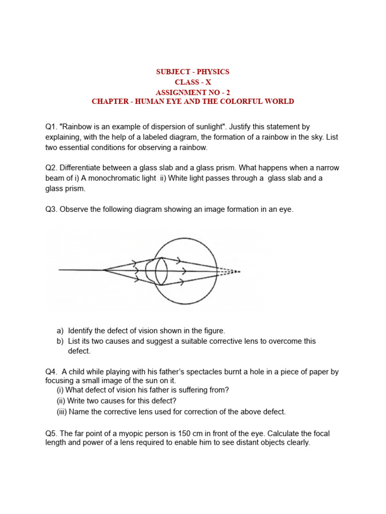 X Physics 2 Human Eye | PDF