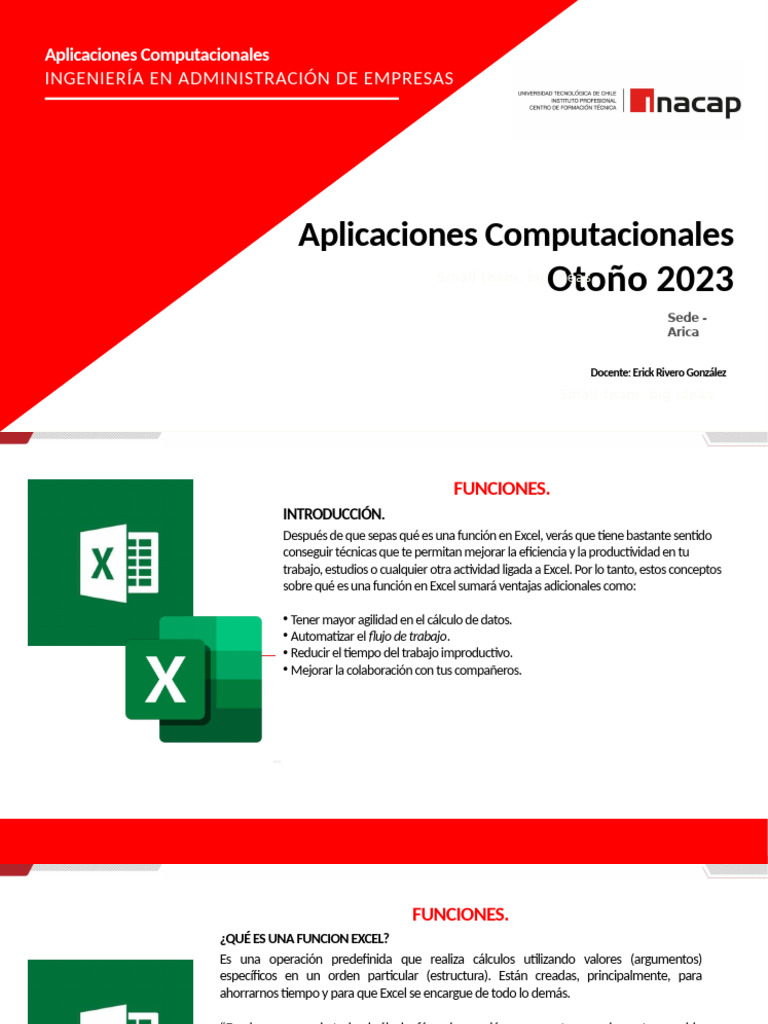 Ac-Clase 002-Ppt-Funciones | PDF | Microsoft Excel | Función (Matemáticas)