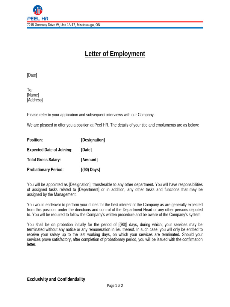 Letter of Employment | PDF | Employment | Salary