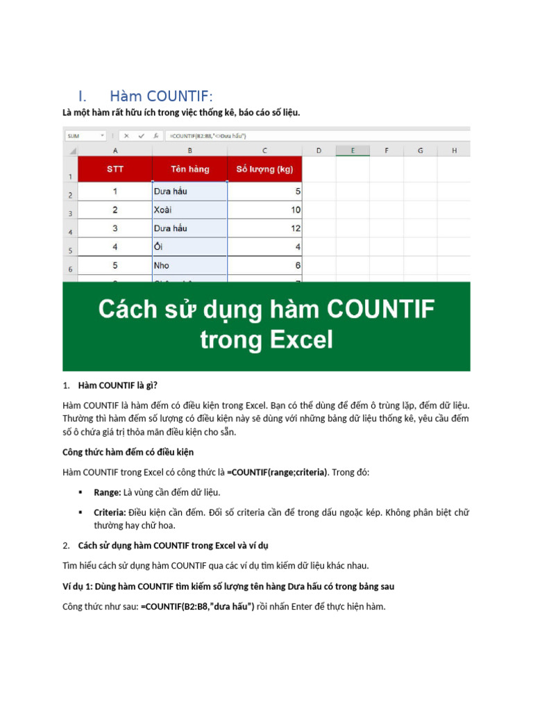 Hàm Countif Sumif Dsum Pdf