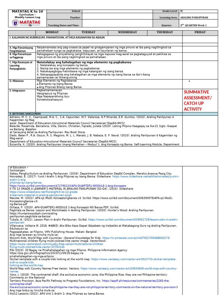 DLL - Aral Pan 4 - Q3 W1 Final | PDF