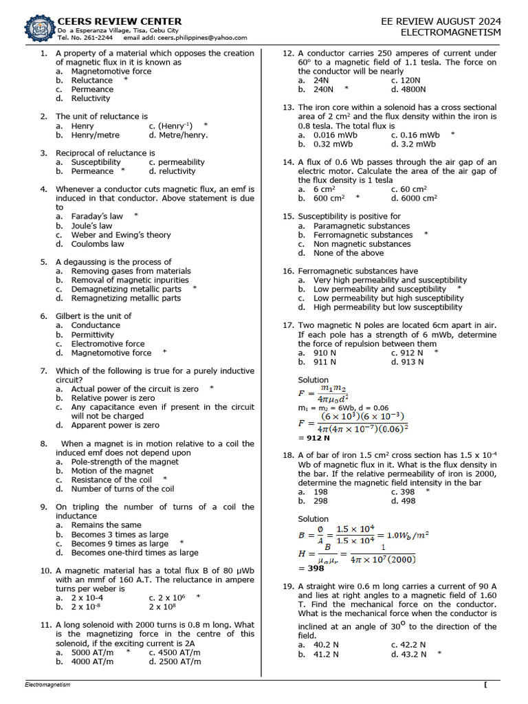 electromagnetism with solution | PDF | Inductance | Inductor