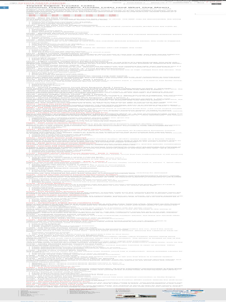 Toyota Engine Trouble Codes & Diagnostics - Toyota Parts Center | PDF | Throttle | Vehicle Parts