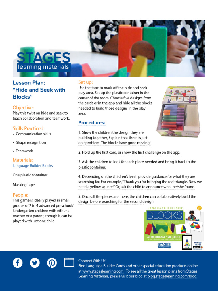 Lesson Plan: "Hide and Seek With Blocks": Set Up | PDF