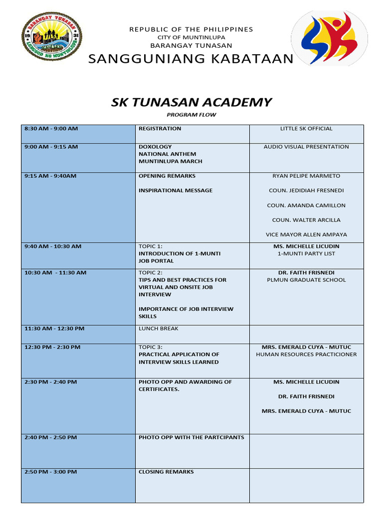 SK Academy - Job Interview Program Flow | PDF