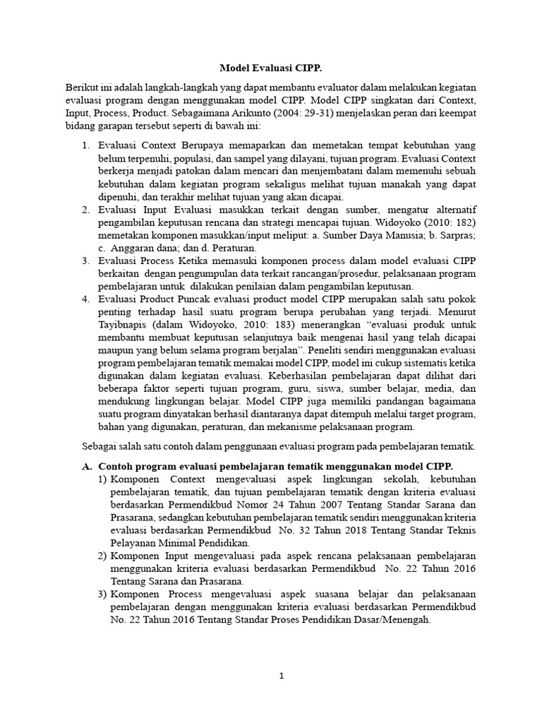 Evaluasi Program dengan Model CIPP | PDF