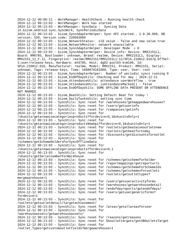WorkManager Sync Data Log Analysis | PDF | Computing | Software