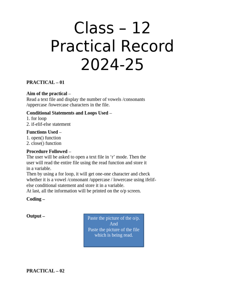 XII Practical Format 2024-25 | PDF | Control Flow | Parameter (Computer ...