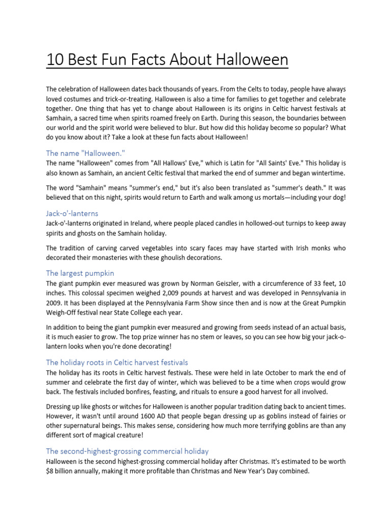 10 Best Fun Facts About Halloween (Final) | PDF | Halloween