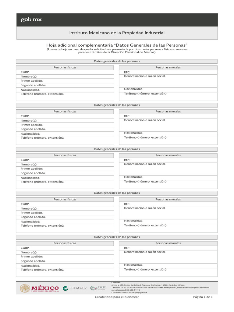 Hoja Adicional Complementaria Datos Generales de Las Personas | PDF | Internet
