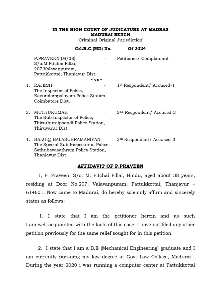 Criminal Revision Petition Type 2 Affidavit-3 | PDF | Justice | Crime & Violence