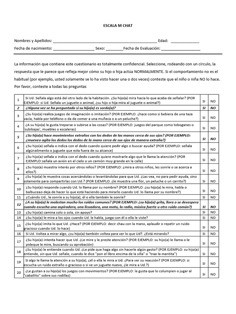 Escala M Chat | PDF