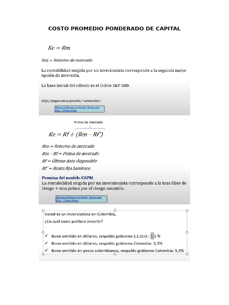 COSTO PROMEDIO PONDERADO DE CAPITAL | PDF