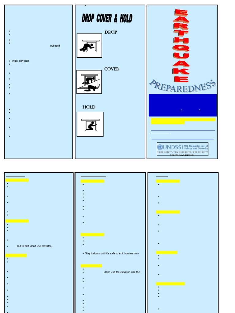 Earthquake Preparedness Brochure | PDF | Earthquakes | Emergency