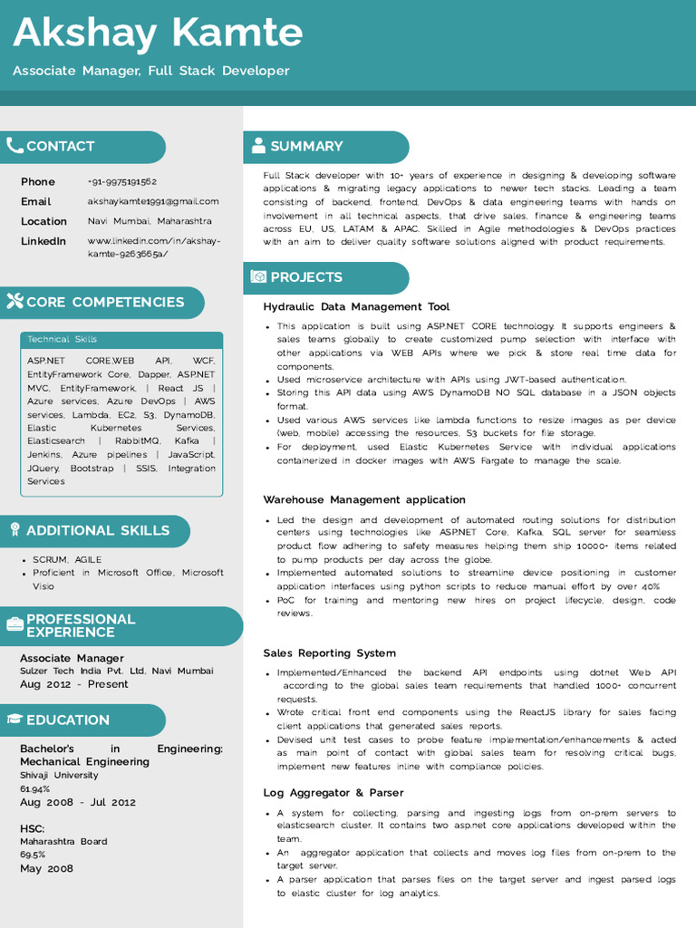 HyreSnap-Akshay Kamte Resume | PDF | Amazon Web Services | Entity Framework