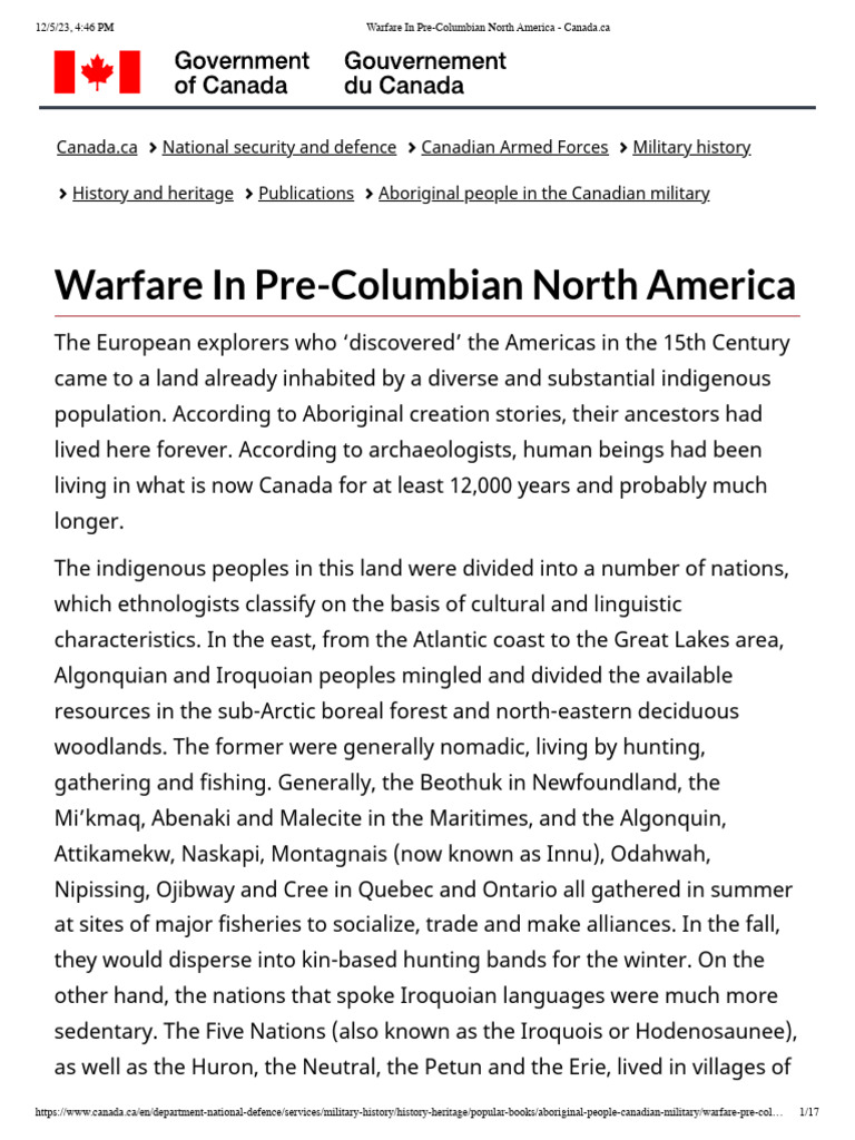 Warfare in Pre-Columbian North America - Canada - Ca | PDF | Iroquois ...