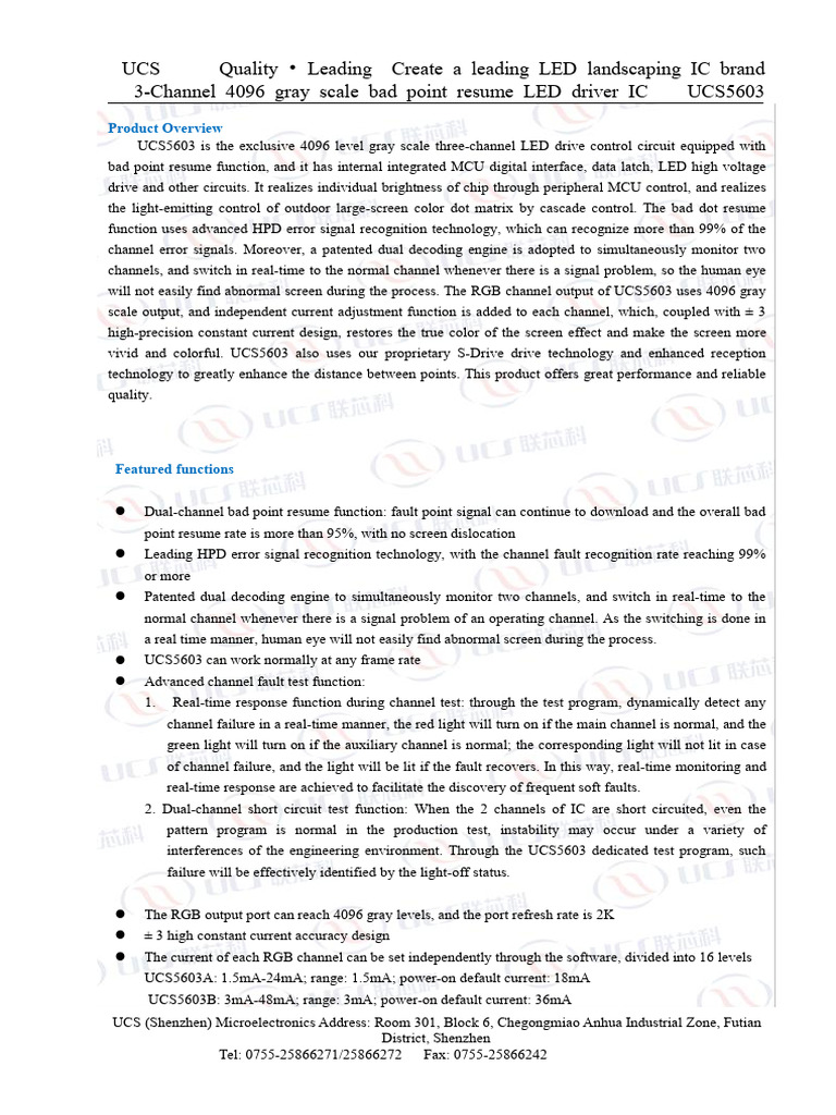 UCS5603-IC-Datasheet - NDF1617 PIXEL | PDF | Light Emitting Diode ...
