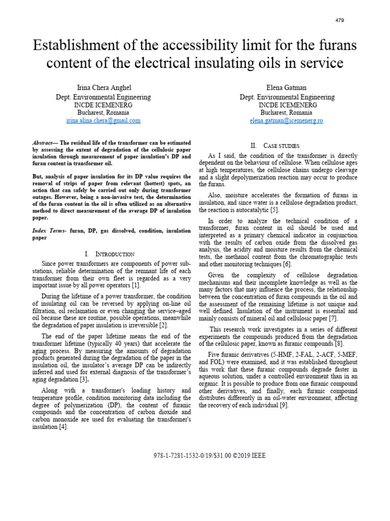 Furan Content in Transformer Oil Analysis | PDF | Transformer | Carbon ...